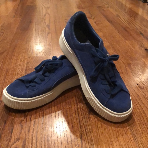 Puma | Shoes | Puma Blue Platform Sneakers | Poshmark